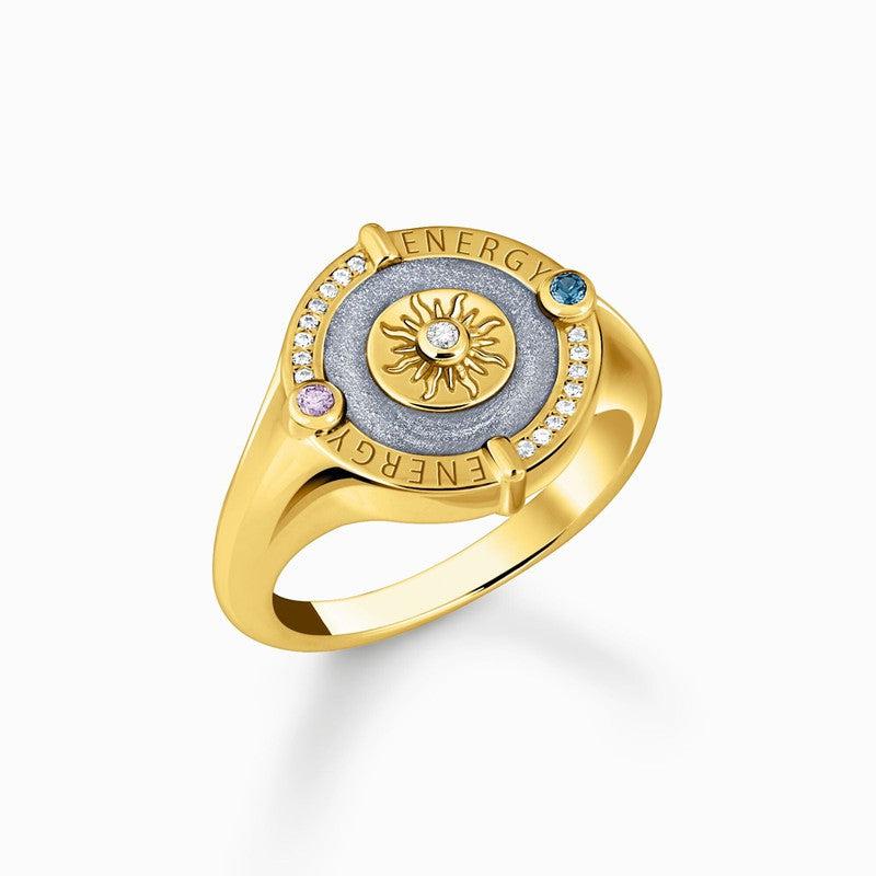 Thomas Sabo Gold-plated Signet Ring with Blue Cold Enamel and Stones – Thomas Sabo South Africa