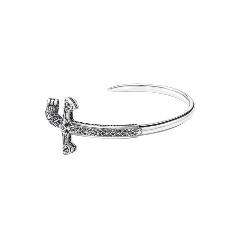Thomas Sabo Mystical Sword Look Silver Bangle with Black Zirconia Ston ...